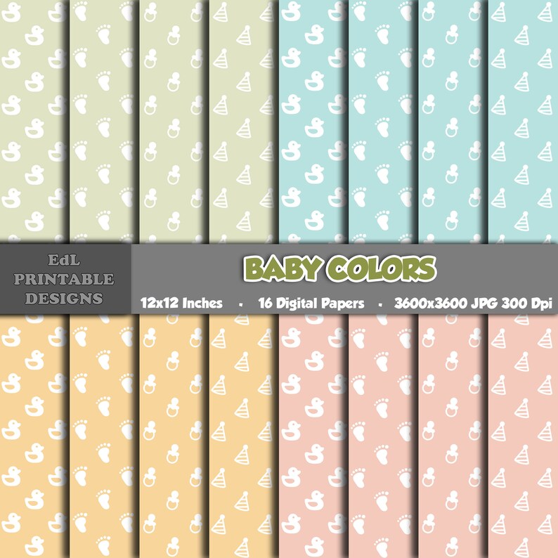 Baby Colors Digital Paper Pack, Baby Girl Printable Background, Baby ...