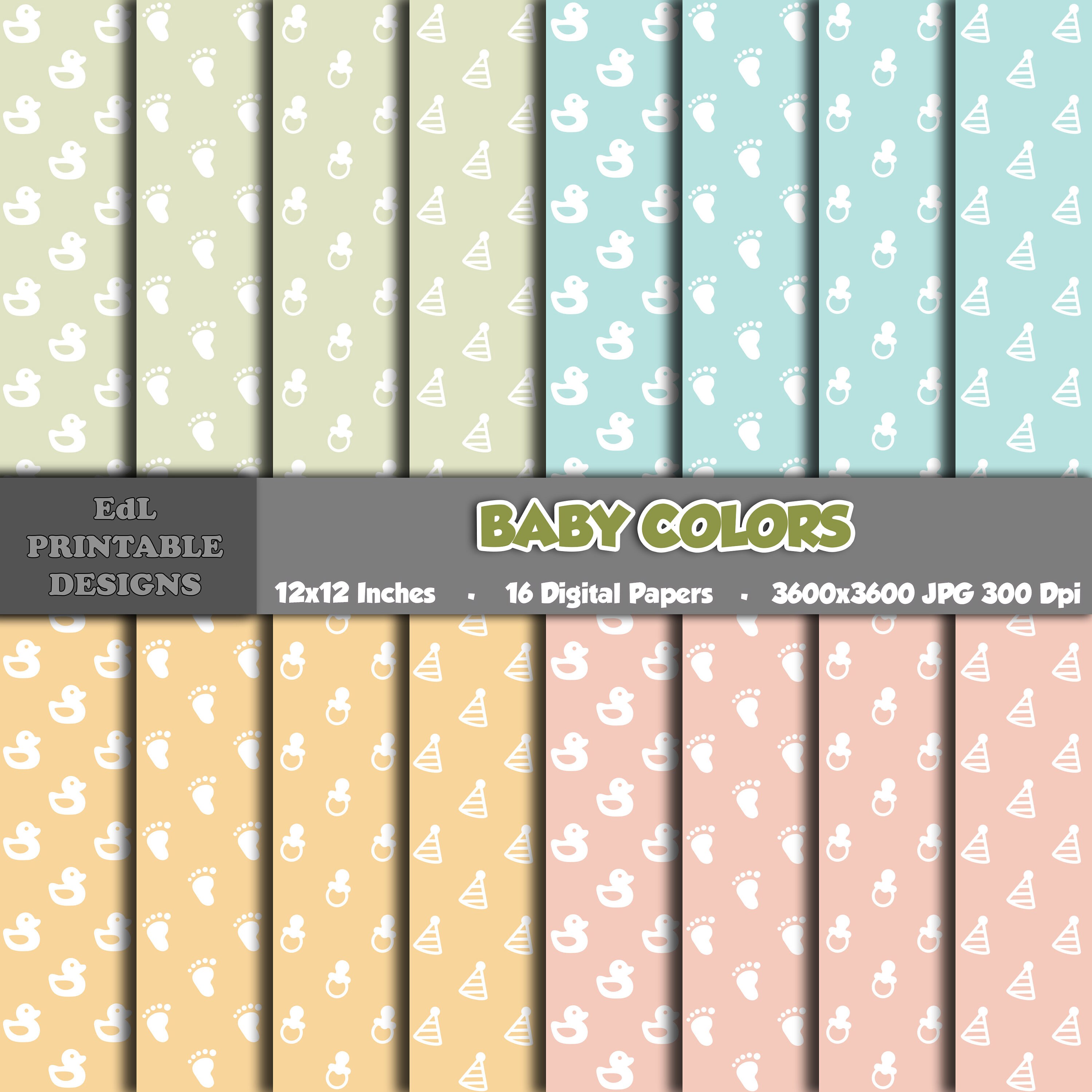 Baby Colors Digital Paper Pack, Baby Girl Printable Background, Baby ...