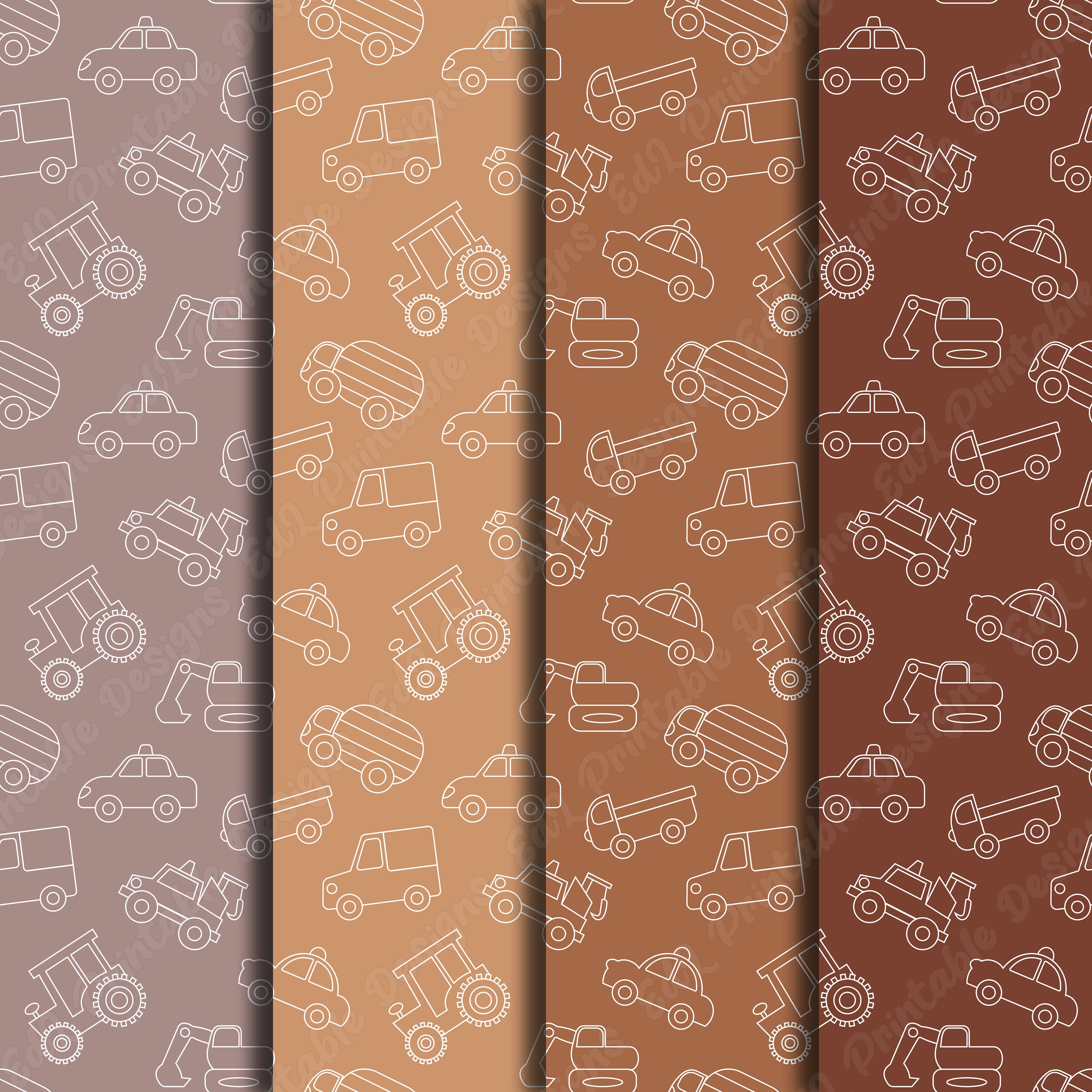 Cute Cars Drawing Pattern Digital Paper, Vehicles Sketch Printable ...