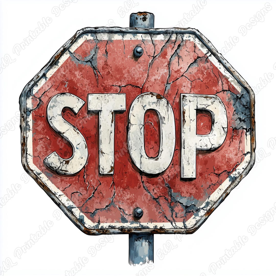 Grunge Stop Sign Clipart, Shabby Chic, Scrapbook Paper (digital ...