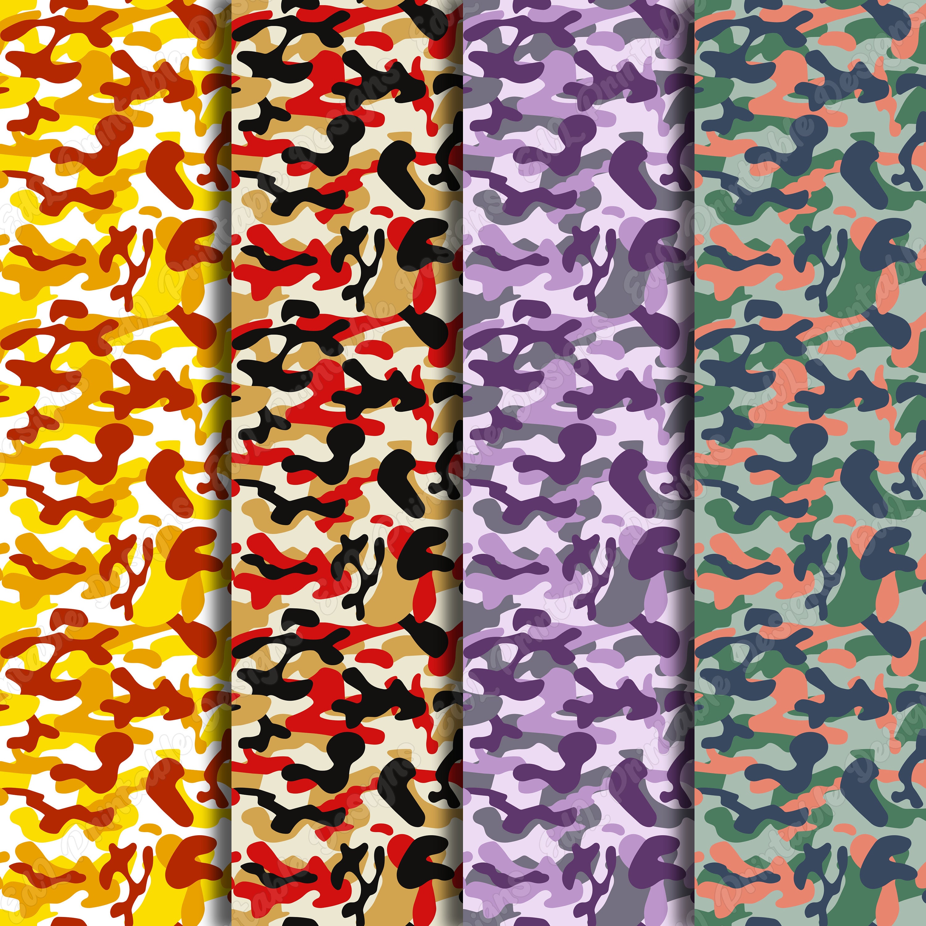 Colorful Camouflage Digital Paper, Seamless Camo Patterns (digital ...