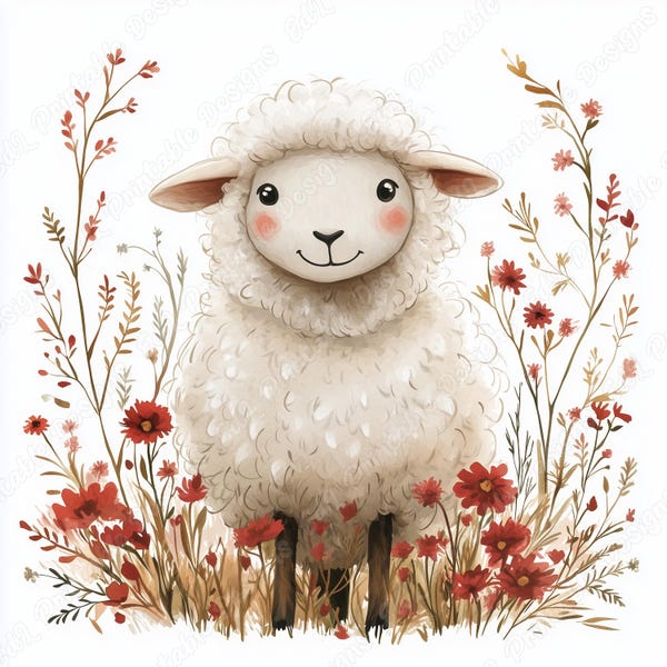 Cute Sheep Art - Etsy