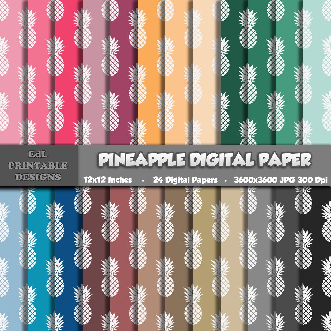 Pineapple Digital Paper, Summer Fruit Printable Background, Tropical ...