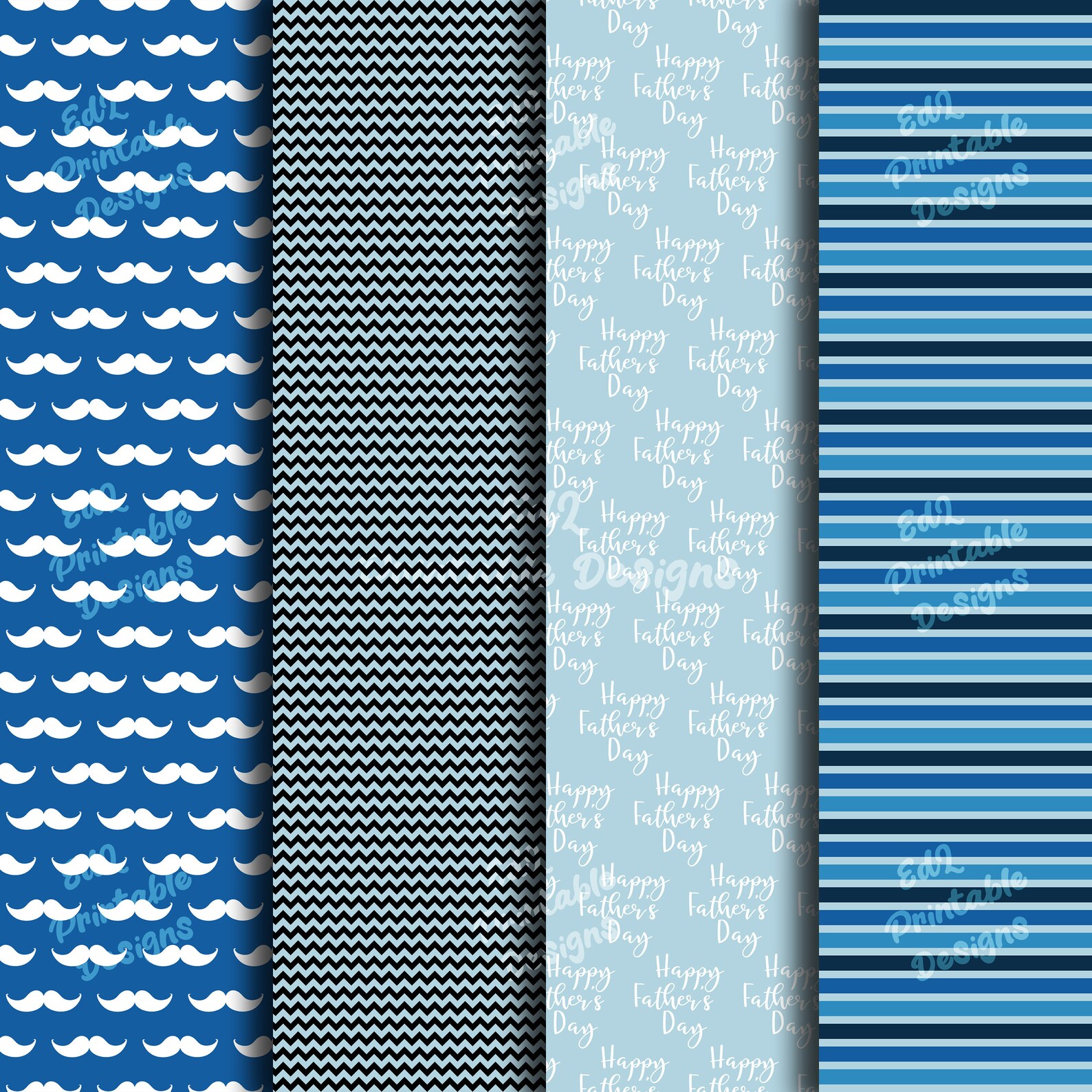 Happy Fathers Day Digital Paper Pack, Blue Printable Background ...