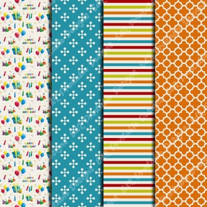 Happy Birthday Digital Paper Pack, Party Paper Printable Background ...
