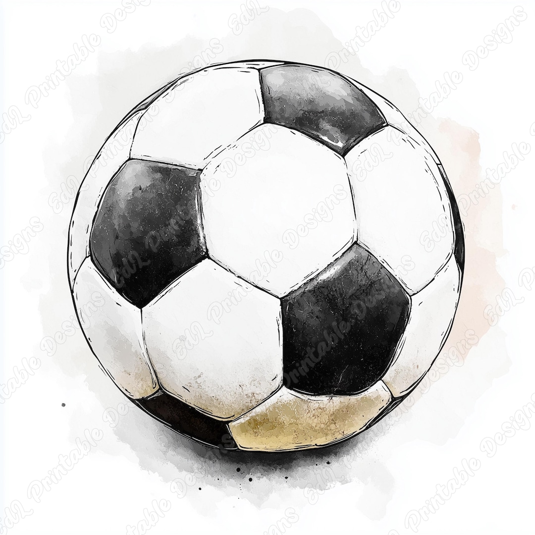 Watercolor Soccer Ball Clipart, Sports Wall Art (JPG Bundle, Digital ...