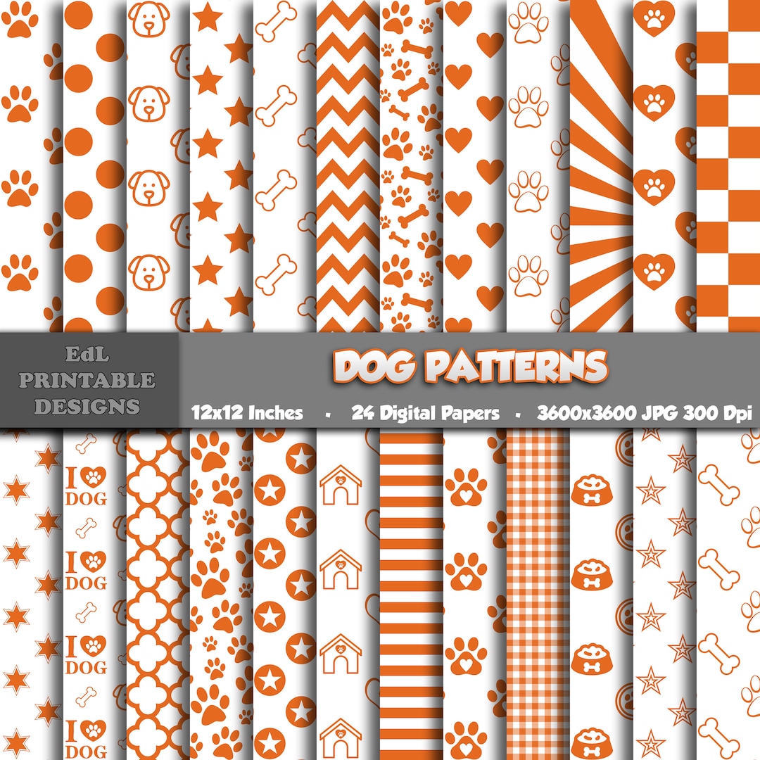 Orange Puppy Digital Paper Pack, Dog Paw Prints (digital Download) - Etsy