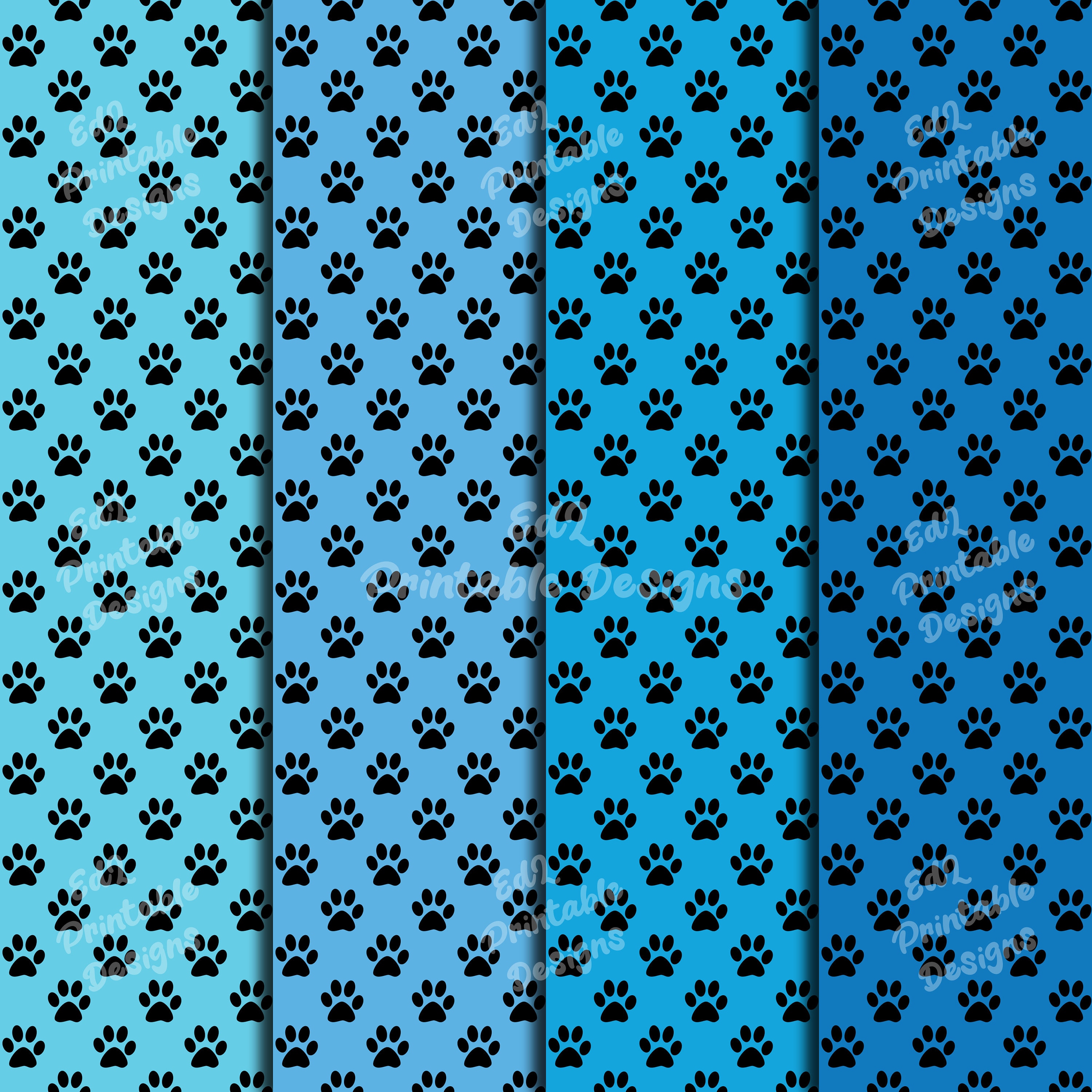 Black Paw Print Digital Paper, Animal Paw Printable Background ...