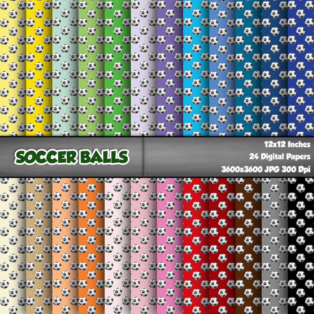 Soccer Balls Digital Paper Pack Football Printable - Etsy