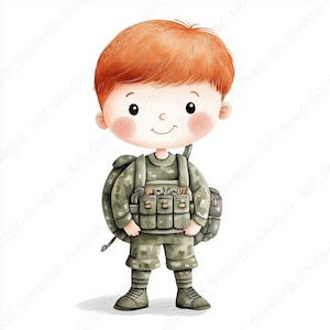 20 Cute Soldier Boy Clip Art, Military Kids Printable Image, Little ...