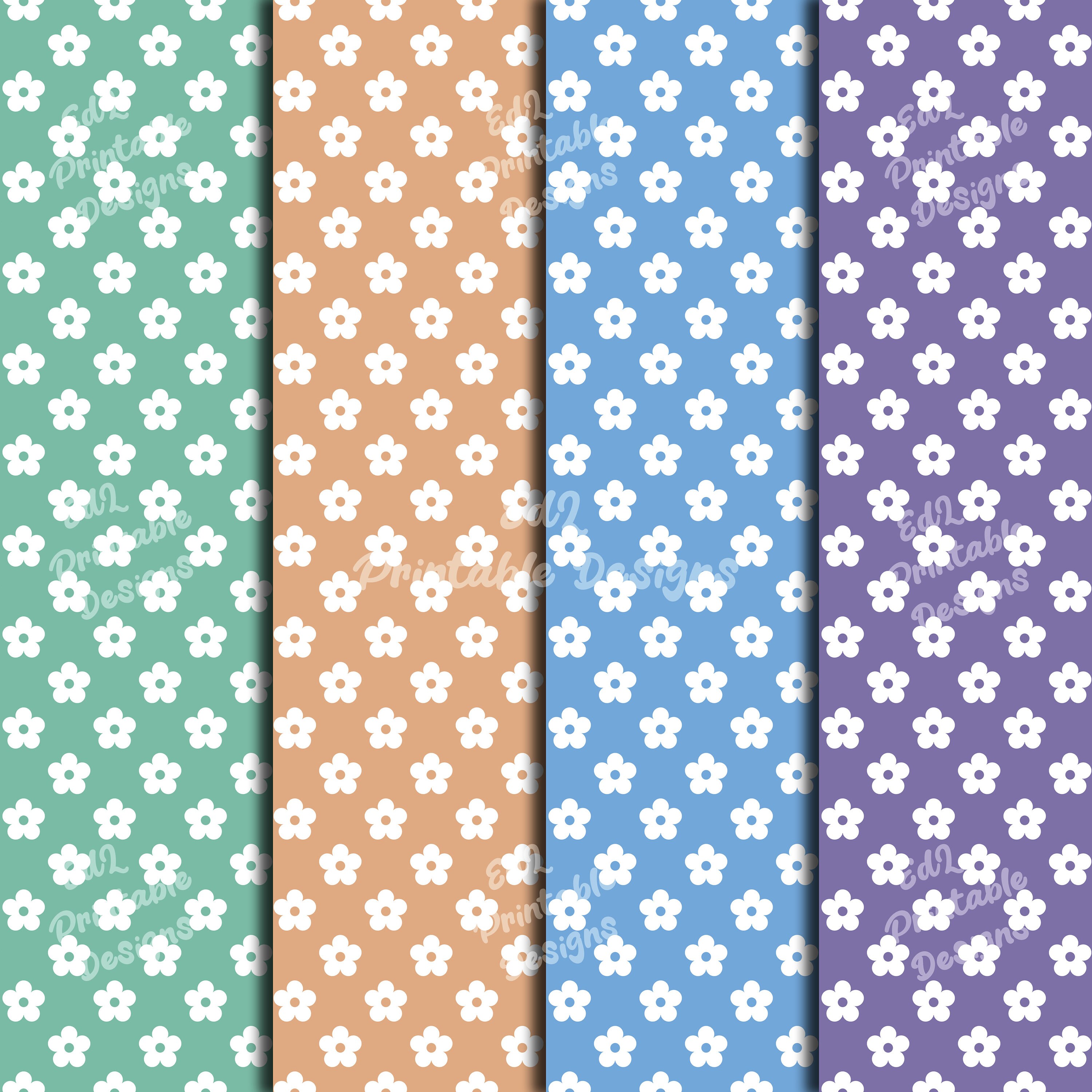 Blossom Digital Paper, Daisy Printable Background, Flower Scrapbook ...