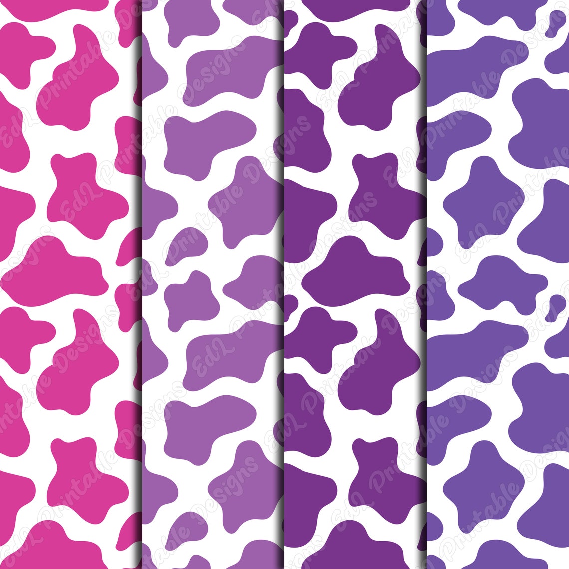 Colorful Cow Print Digital Paper, Animal Print Printable Background ...