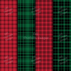 Christmas Buffalo Plaid Digital Paper, Green and Red Printable Xmas ...