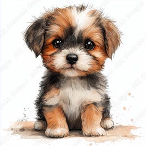 20 Puppy Dog Clip Art, Printable Images, Watercolor Baby Animal Digital ...