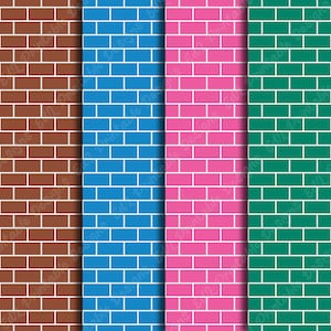 Colorful Brick Wall Digital Paper, Rainbow Scrapbook, 12x12 (digital ...