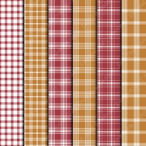 Gold and Red, Burgundy Plaid Digital Papers, Tartan Printable ...