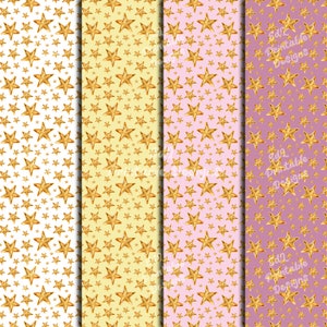 Glitter Confetti Gold Star Digital Paper, Golden Printable Background ...