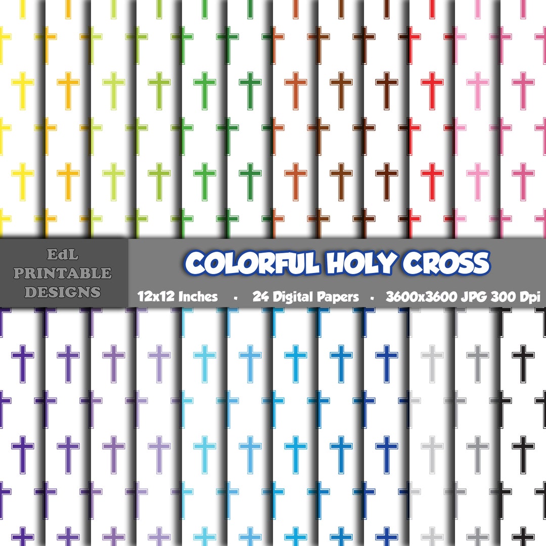Colorful Holy Cross Digital Paper, Jesus Cross Printable Background ...
