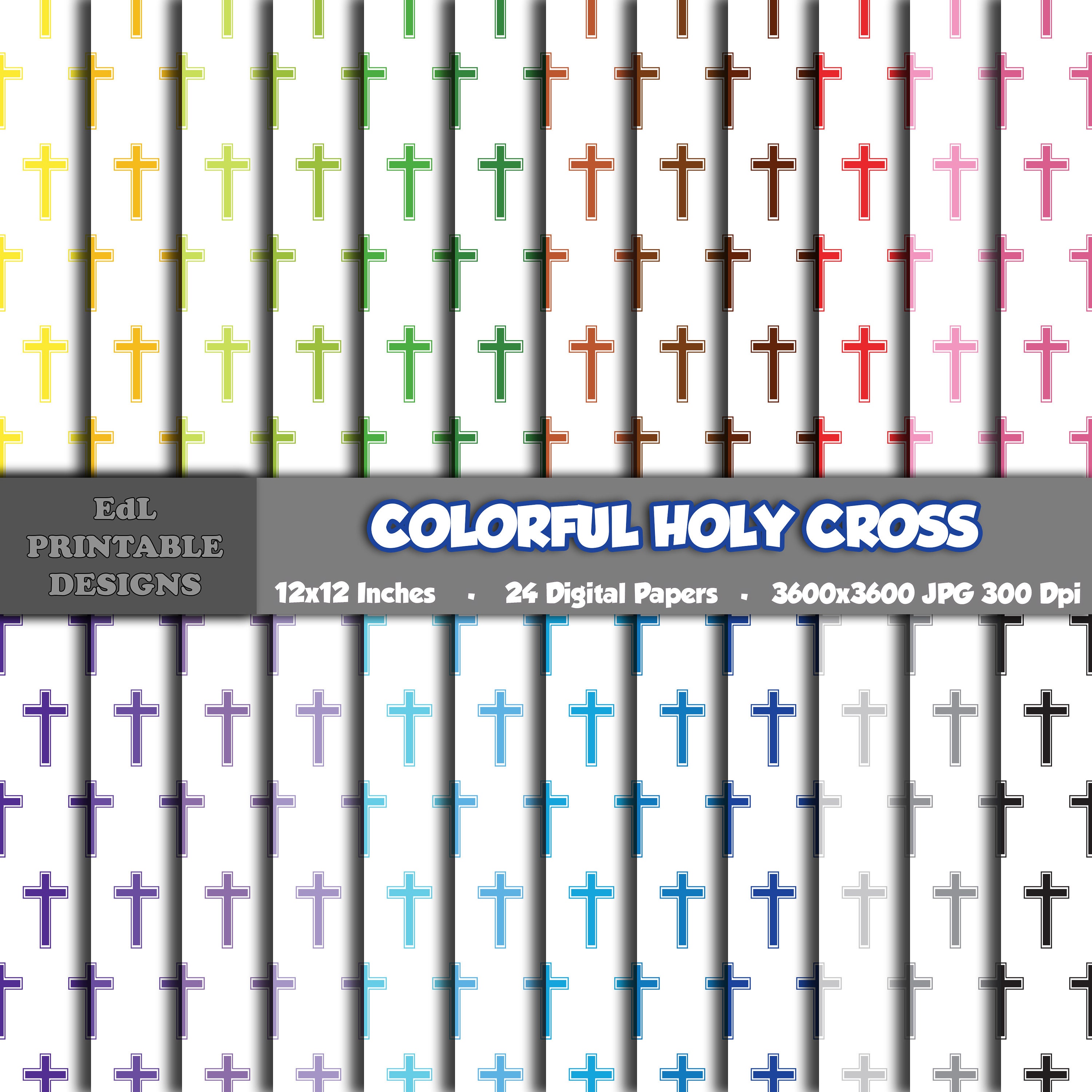 Colorful Holy Cross Digital Paper, Jesus Cross Printable Background ...
