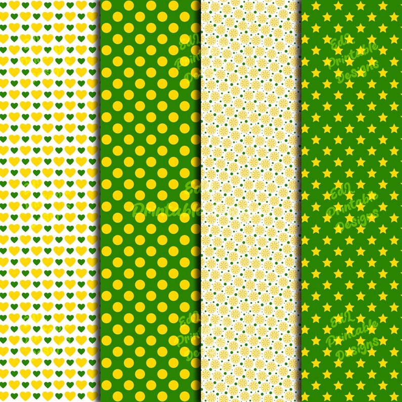 Lemon Digital Paper Pack, Fruit Printable Background, Citrus Scrapbook ...