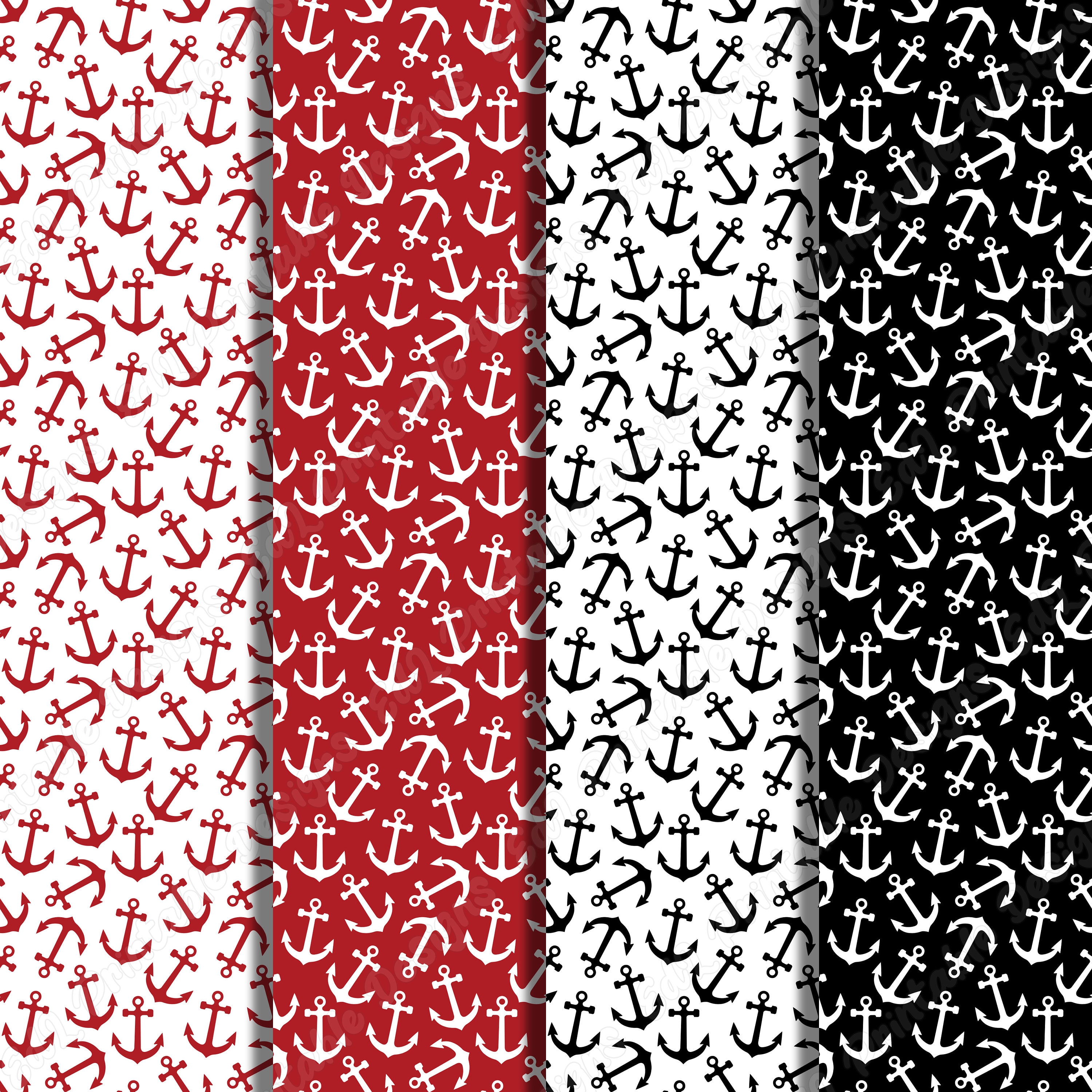 Anchor Confetti Pattern Digital Paper, Nautical Printable Background ...