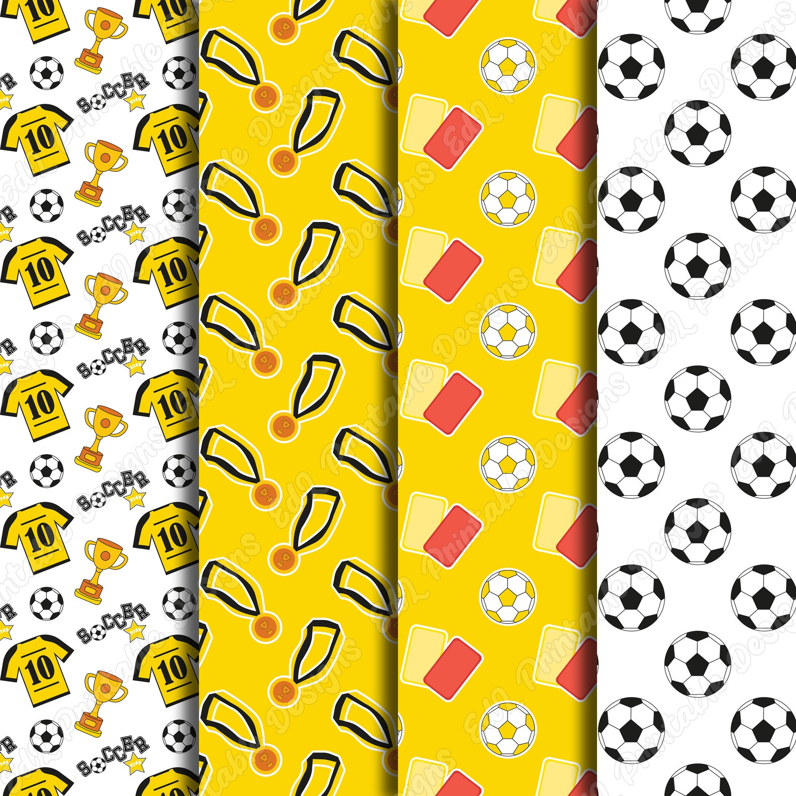 Yellow Soccer Ball Digital Paper, Sports Theme (digital Download) - Etsy