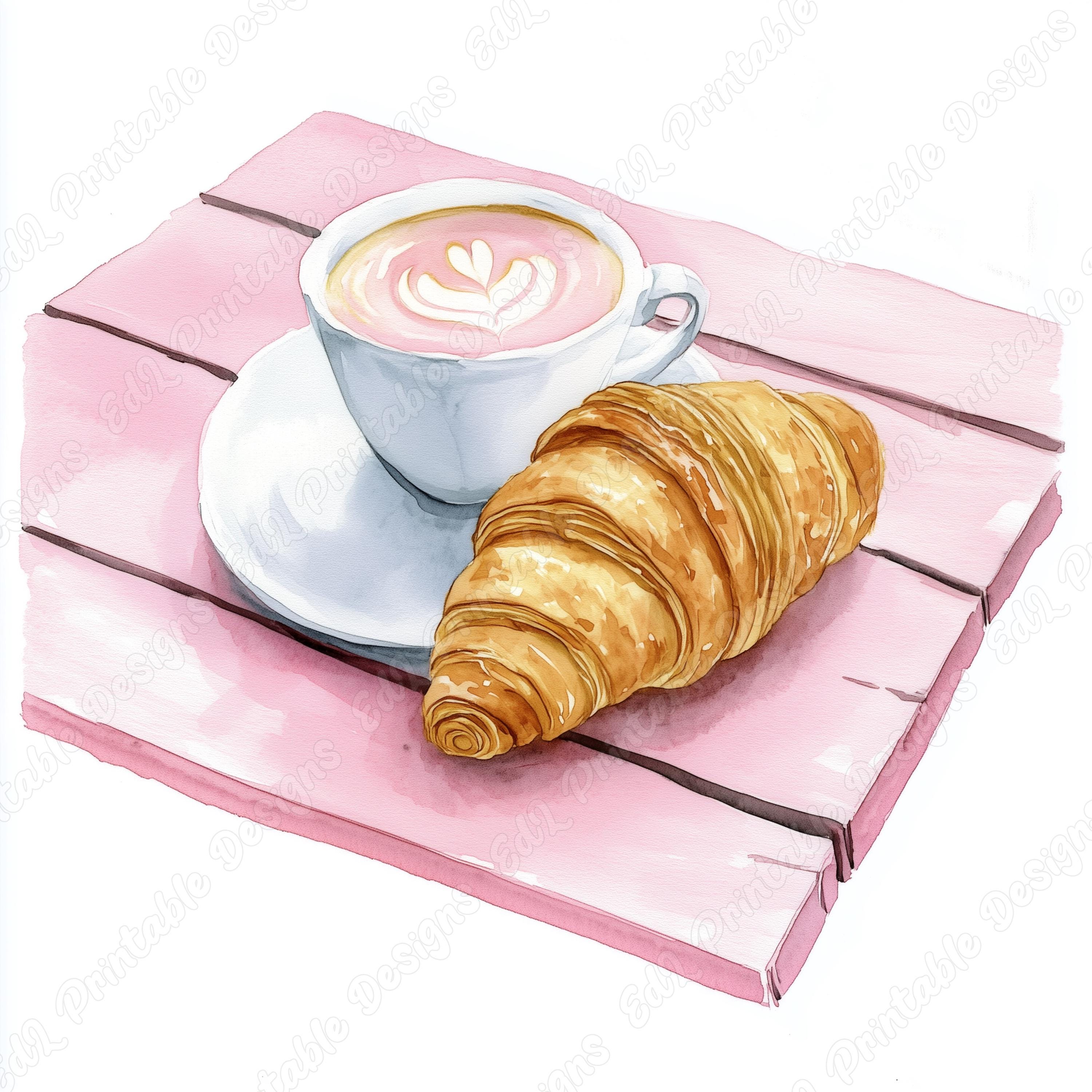 Croissant and Coffee Clip Art, Cafe Theme Designs (JPG Bundle) - Etsy