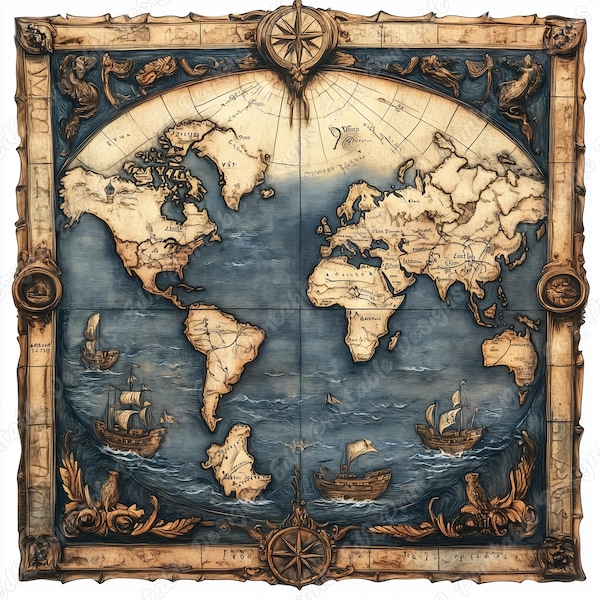 Ancient World Map for Wall - Etsy