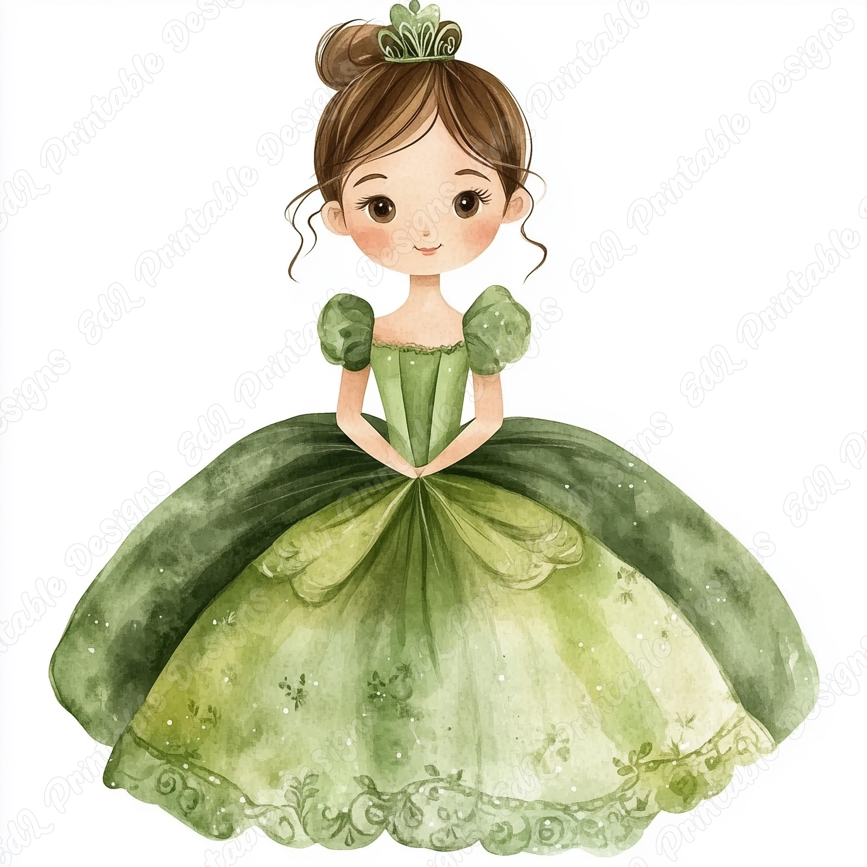 Watercolor Princess Clipart, Ball Gown Illustration (JPG Digital ...