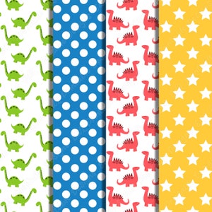 Cute Dinosaurs Digital Paper, Jurassic Printable Background, Baby Dino ...