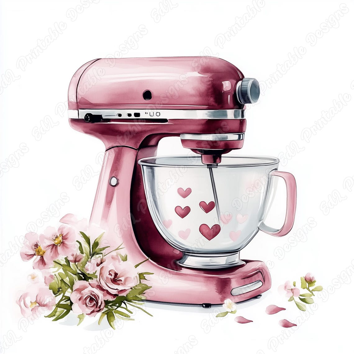 Floral Stand Mixer Clip Art, Retro Kitchen Printable (JPG) - Etsy
