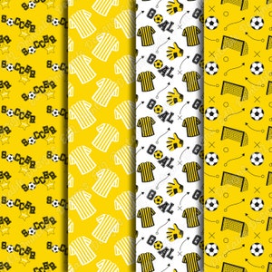 Soccer Digital Paper, Football Printable Background, Yellow Soccer Ball ...