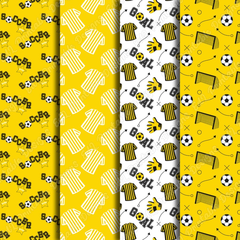 Yellow Soccer Ball Digital Paper, Sports Theme (digital Download) - Etsy