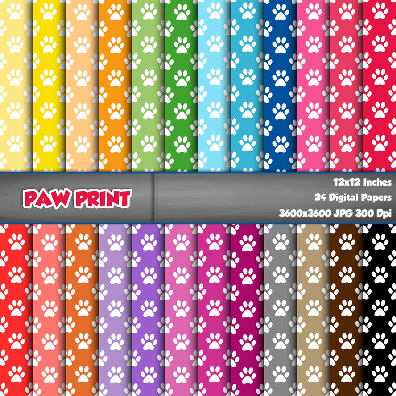 Paw Print Digital Paper Pack Animal Paw Printable Background - Etsy