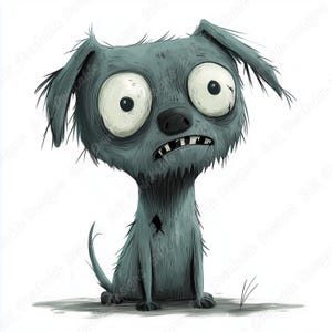 20 Strange Zombie Dog Clip Art, Quirky Dog Printable Image, Whimsical ...