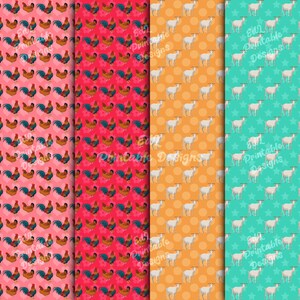 Cute Farm Animals Digital Paper Pack, Sheep Printable Background ...