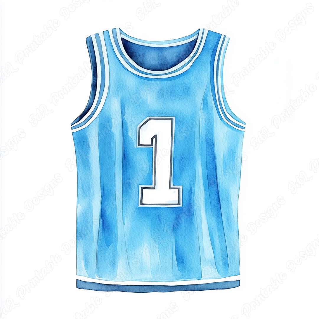 20 Basketball Jersey Clip Art, Watercolor Sports Jersey Printable Image ...