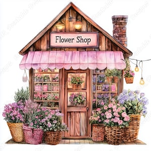 20 Cute Flower Shop Clip Art, Vintage Flower Shop Printable Image ...
