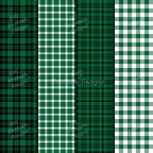 Green Buffalo Plaid Digital Paper Pack, Printable Background Papers ...