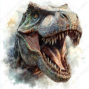 20 T-rex Clip Art, Watercolor Tyrannosaurus Printable Images, Ferocious ...