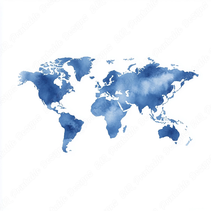Watercolour World Map - Etsy UK