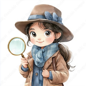 20 Cute Detective Girl Clip Art, Spy Kid Printable Image, Secret Agent ...