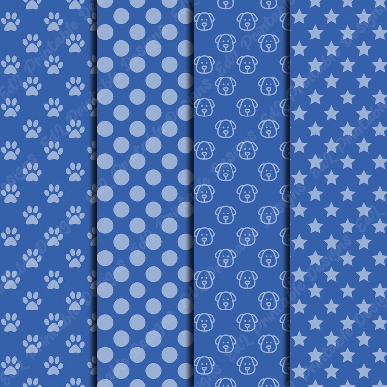 Blue Dog Digital Paper Pack, Puppy Paws, Bones (digital Download) - Etsy