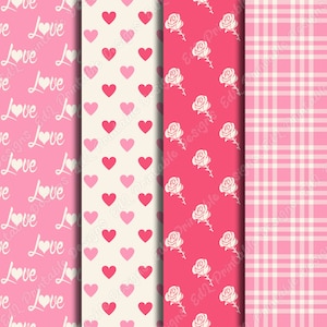 Valentines Day Digital Paper, Love Printable Background, Romantic ...