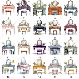 20 Beautiful Vanity Clip Art, Vintage Vanity Table Printable Images ...