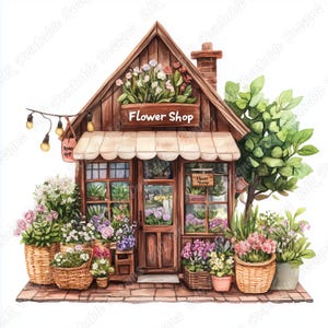 20 Cute Flower Shop Clip Art, Vintage Flower Shop Printable Image ...