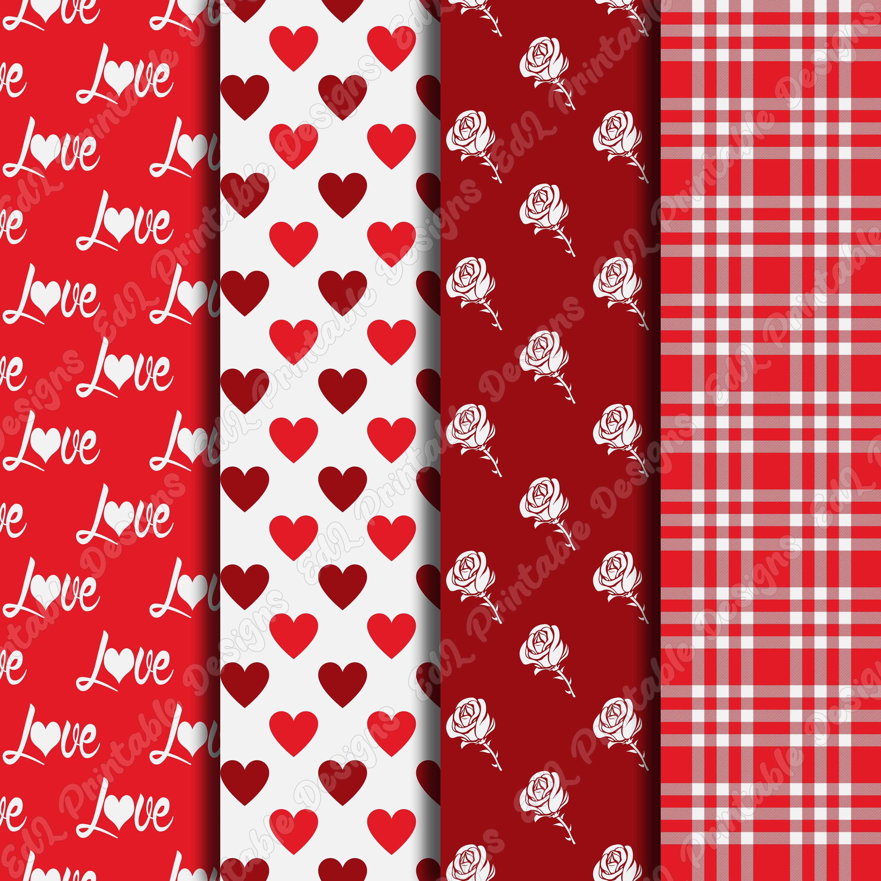 Valentines Day Digital Paper Pack, Love Printable Background, Romantic ...