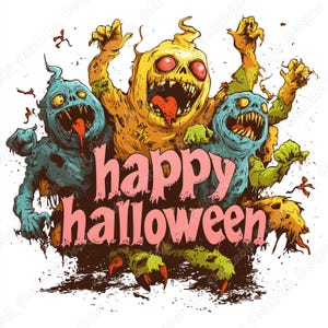 20 Funny Halloween Word Clip Art, Monsters, Ghouls and Ghost Printable ...