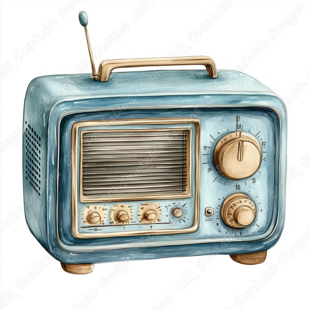 20 Vintage Radio Clip Art, Retro Radio Printable Images, Shabby Chic ...