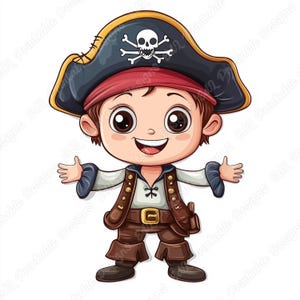 Pirate Boy Clipart, Cartoon Little Children Printable Images (digital ...